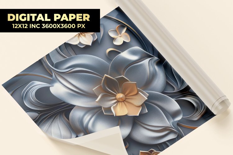 Sliver Flower Digital Paper