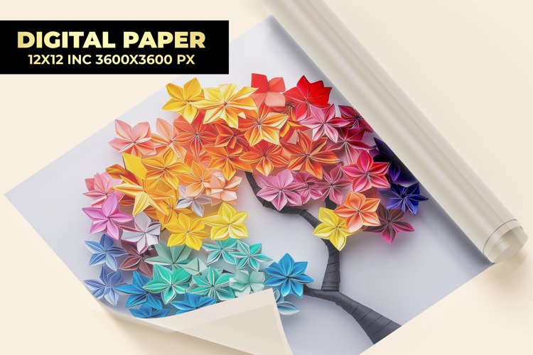 Colored Paper Flowers Digital Paper (4320743)