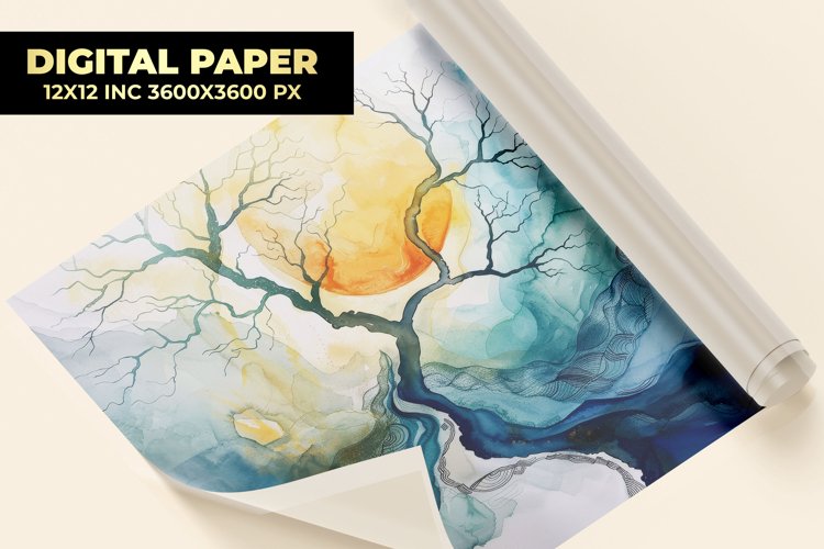 Watercolor Branch Digital Paper (4379664)
