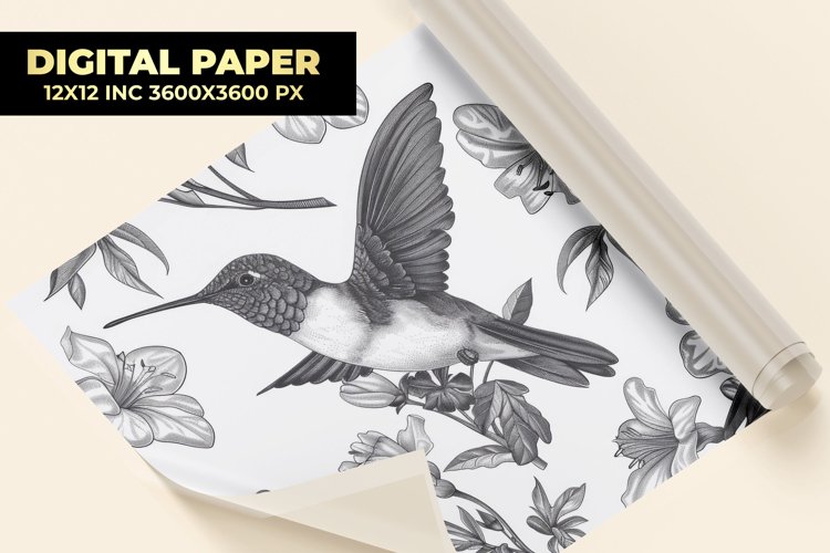 Floral With Bird Digital Paper (4417470)