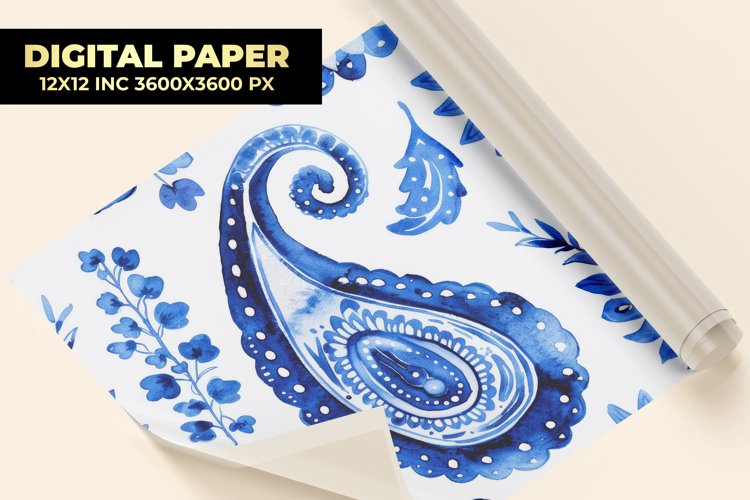 Watercolor Paisley Floral Digital Paper (4494300)