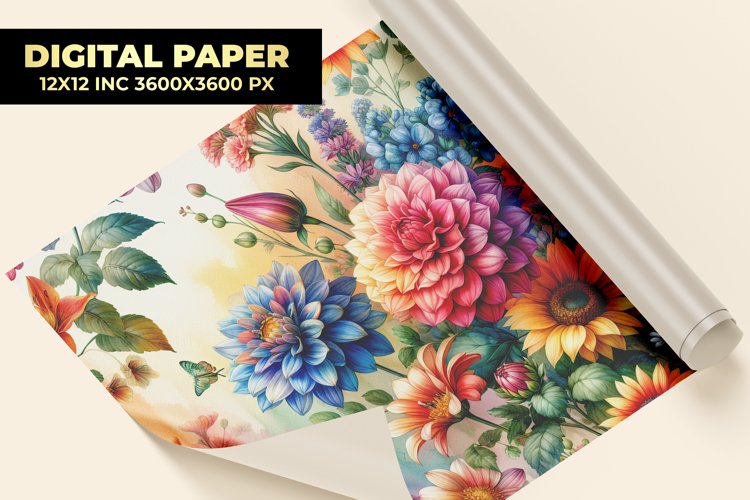 3D Watercolor Floral Digital Paper