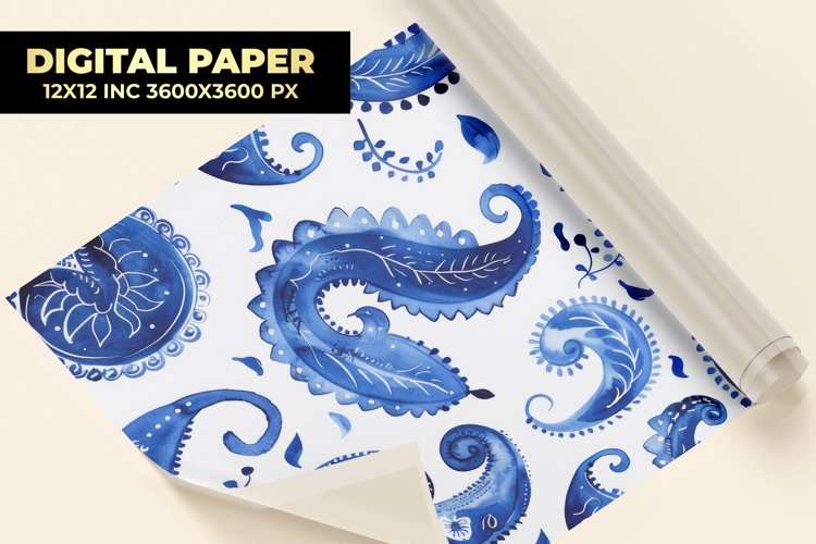 Watercolor Paisley Floral Digital Paper (4494294)
