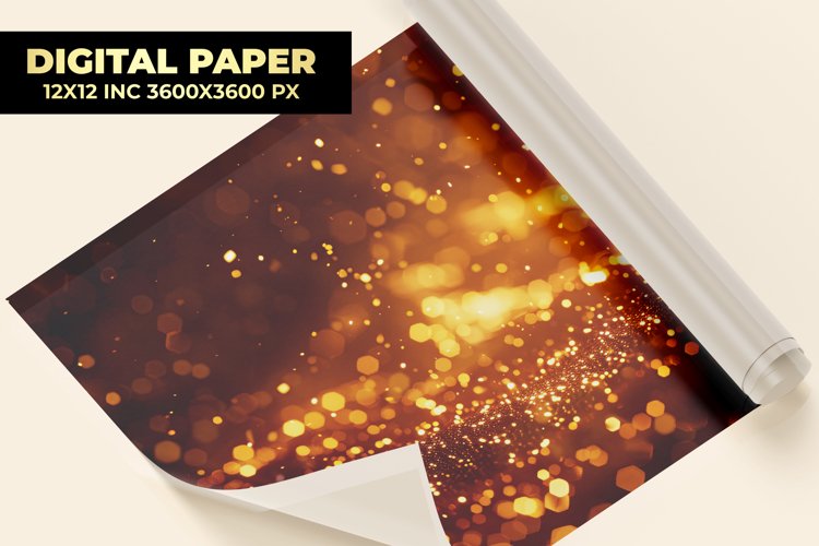 Golden Glitter Bokeh Digital Paper