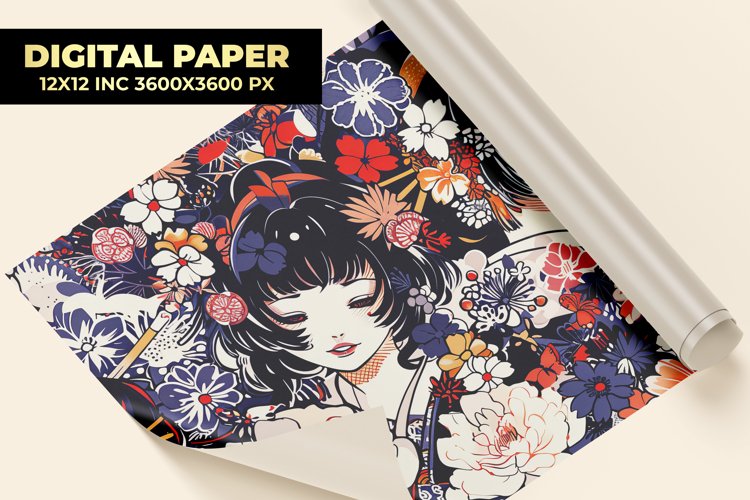 Girl With Flower Digital Paper (4008371)