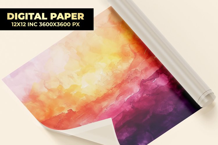 Orange Purple Watercolor Digital Paper (4450254)