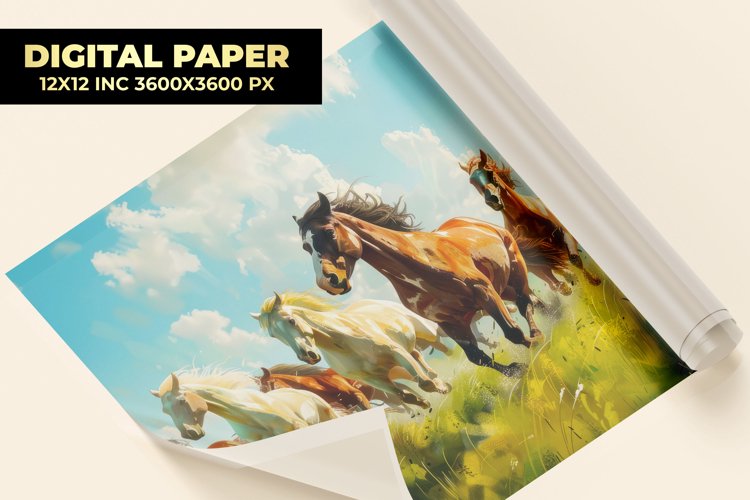 Horses With Field Digital Paper (4445423)