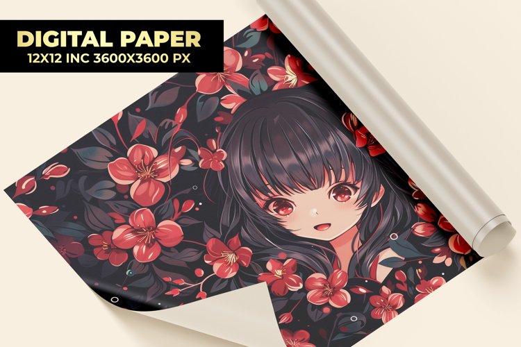 Girl With Flower Digital Paper (4008373)