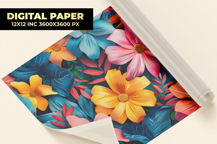 Colorful Beautiful Flower Digital Paper (4659100)