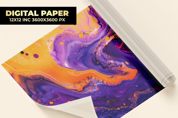 Purple Orange Liquid Digital Paper