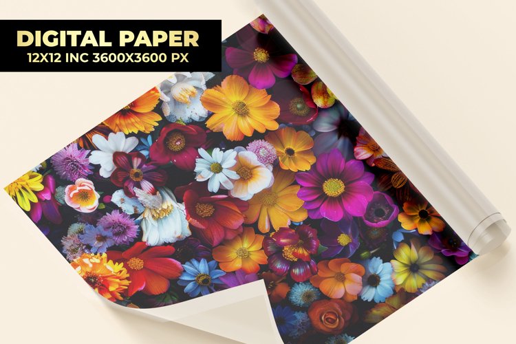 Colorful Beautiful Flower Digital Paper (4851434)