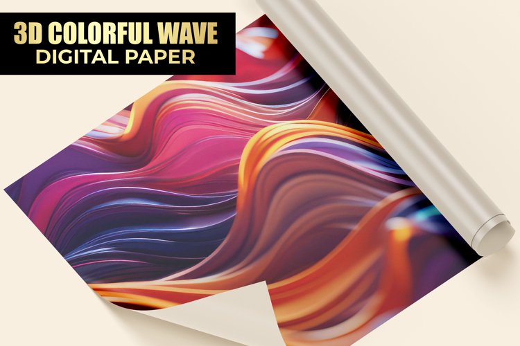 3D Colorful Waves Digital Paper (3536185)