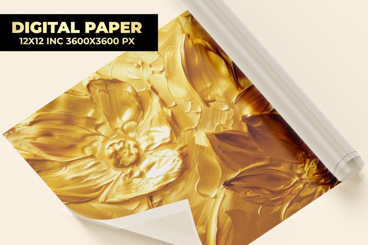 Golden Floral Digital Paper (4682073)