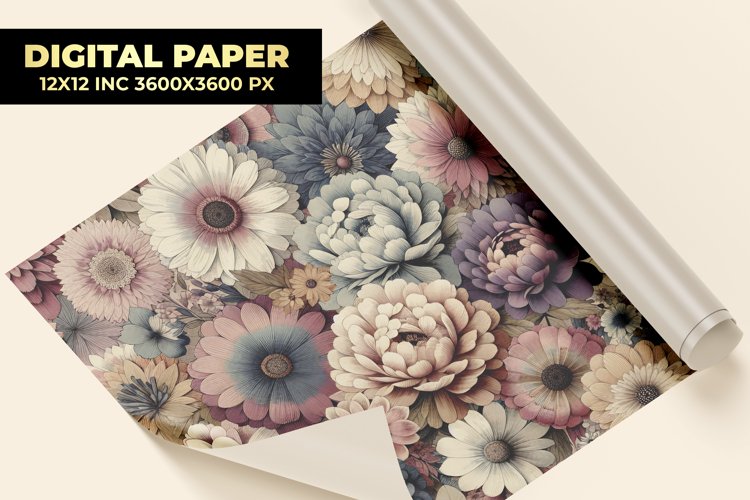 3D Floral Digital Paper (3909367)
