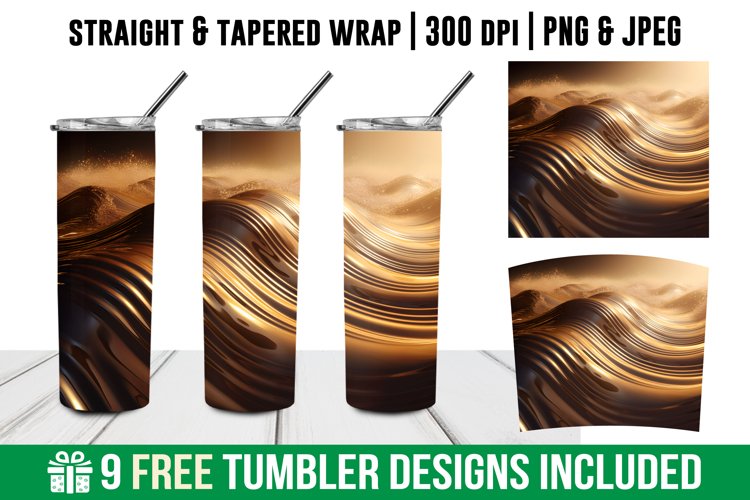 3d Golden Wave Tumbler Wrap |3d waves tumbler | 3d Tumbler