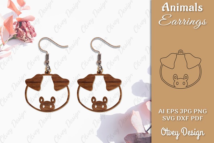Head Animals Pig Earrings Laser Cut