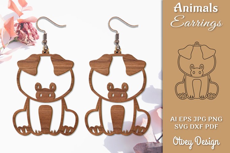 Pig Animals Earrings Laser Cut (3980283)