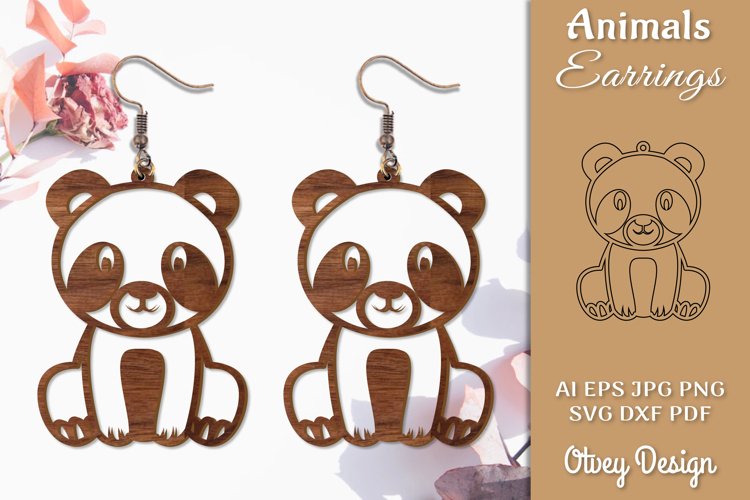 Panda Animals Earrings Laser Cut (3980291)