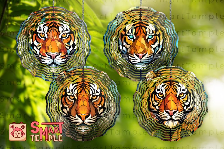 Stained glass wind spinner, Tiger 3d wind spinner, 3d tiger