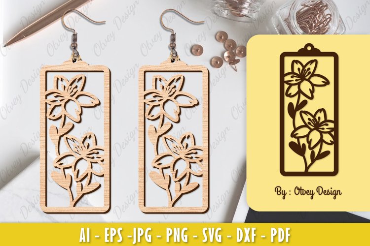 Flowers Earrings Laser Cut (4244646)