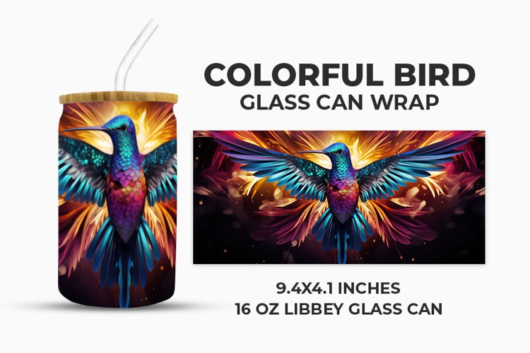Colorful Bird Glass Can Wrap (3381462)