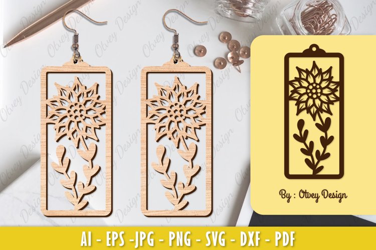 Flowers Earrings Laser Cut (4244659)