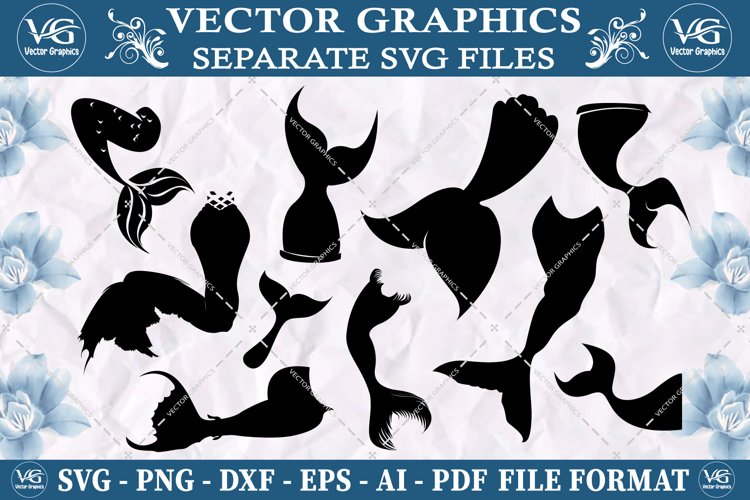 Mermaid tail SVG Bundle design Print ready cut files