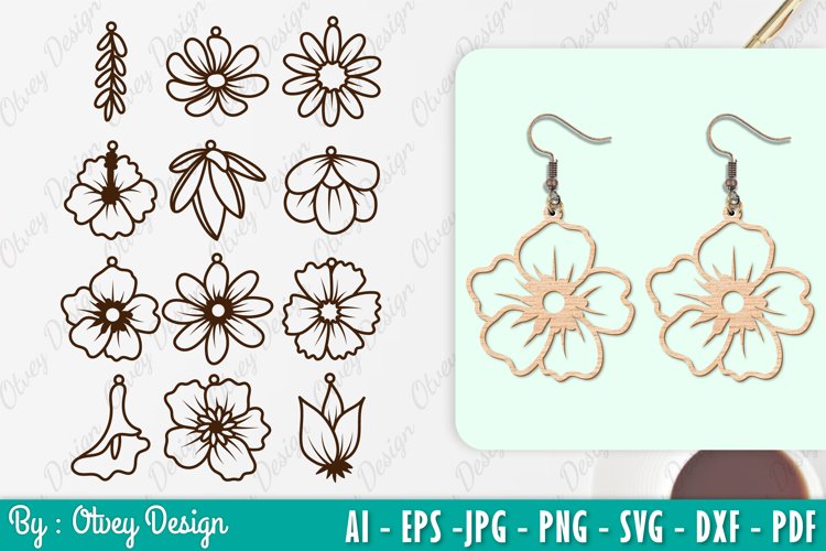 Flowers Earrings Laser Cut (4198598)