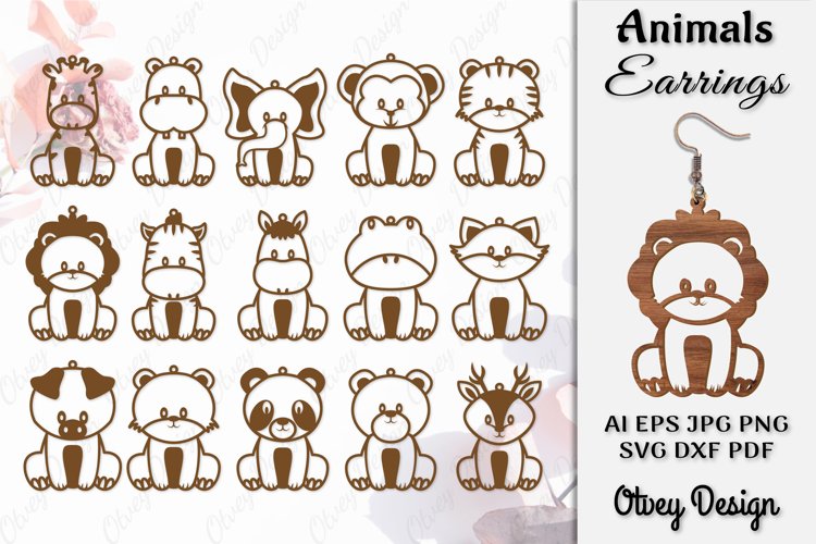 Animals Earrings Laser Cut BUNDLE 15 Designs