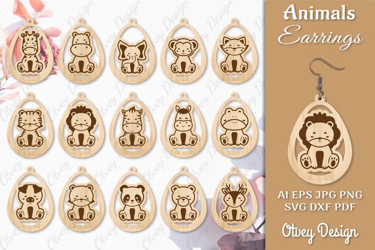 Animals Earrings Laser Cut BUNDLE (3879610)