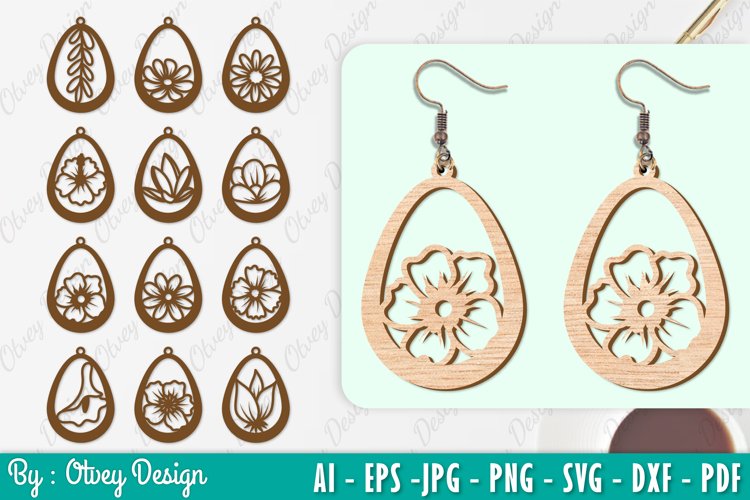 Flowers Earrings Laser Cut (4198684)