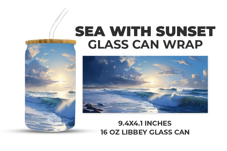 Sea With Sunset Glass Can Wrap