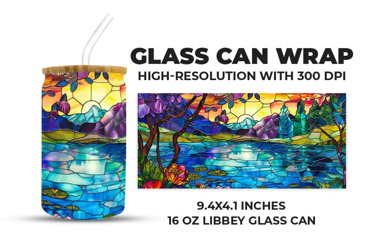 Lake Stained Glass Glass Can Wrap (3846072)