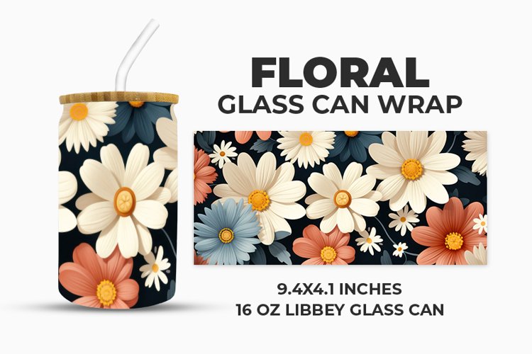 Floral Glass Can Wrap (3425019)