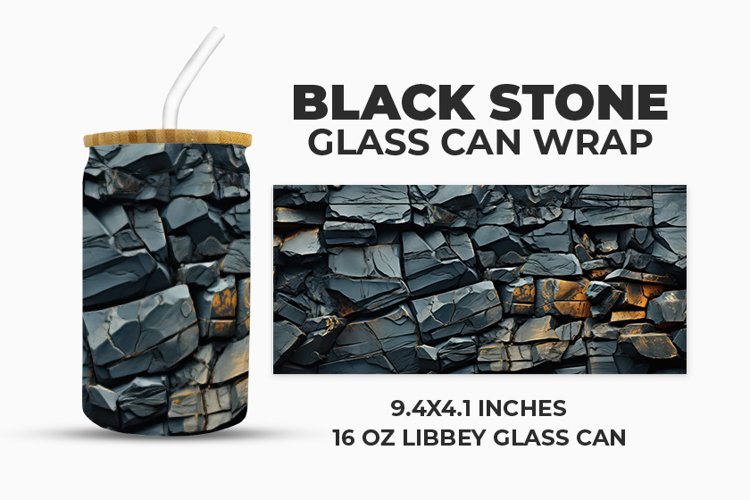 Black Stone Glass Can Wrap (3438935)
