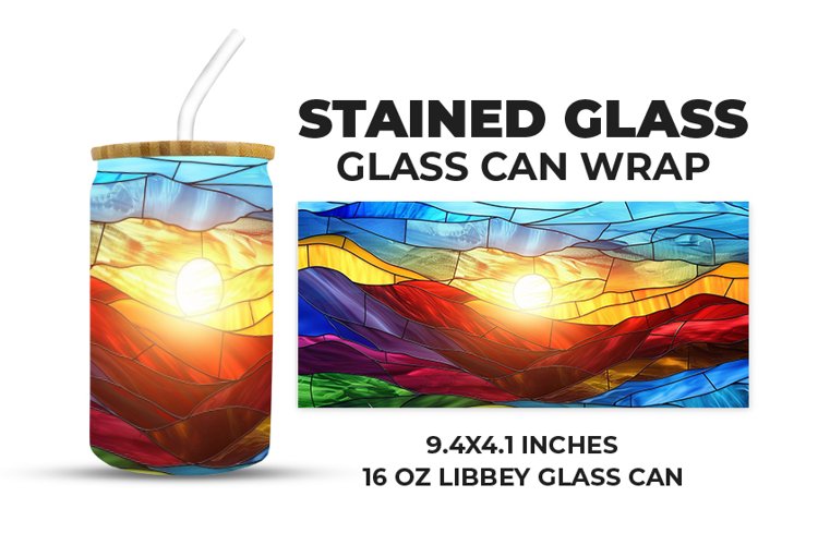 Sunset Stained Glass Glass Can Wrap (3825793)