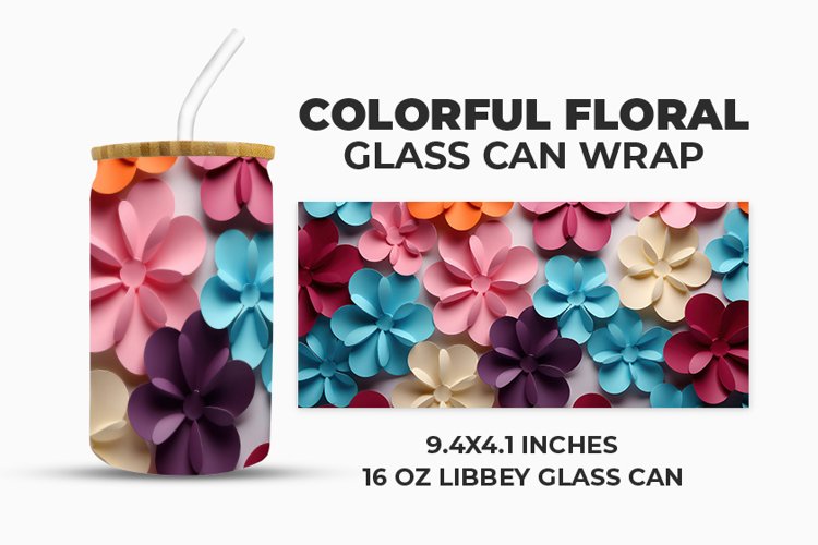Colorful Floral Glass Can Wrap (3445654)