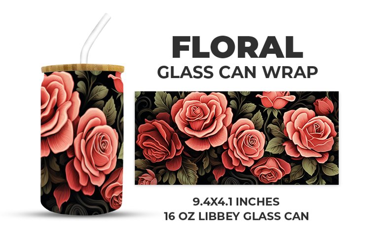Floral Glass Can Wrap (3549279)