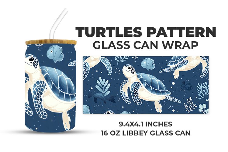 Turtles Pattern Glass Can Wrap (3740392)