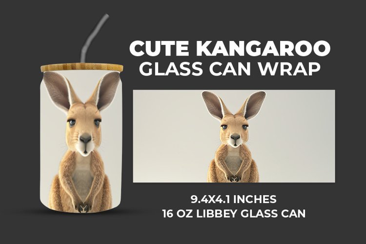 Cute Kangaroo Glass Can Wrap (3496297)