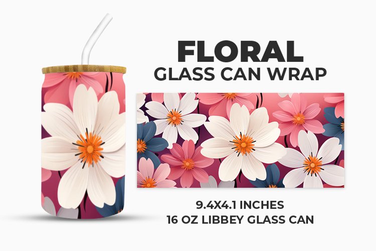 Floral Glass Can Wrap (3426934)