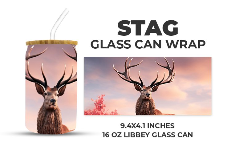 Stag Glass Can Wrap