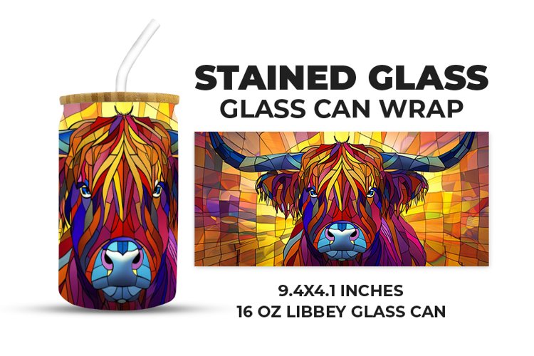 Cow Stained Glass Glass Can Wrap (3800058)