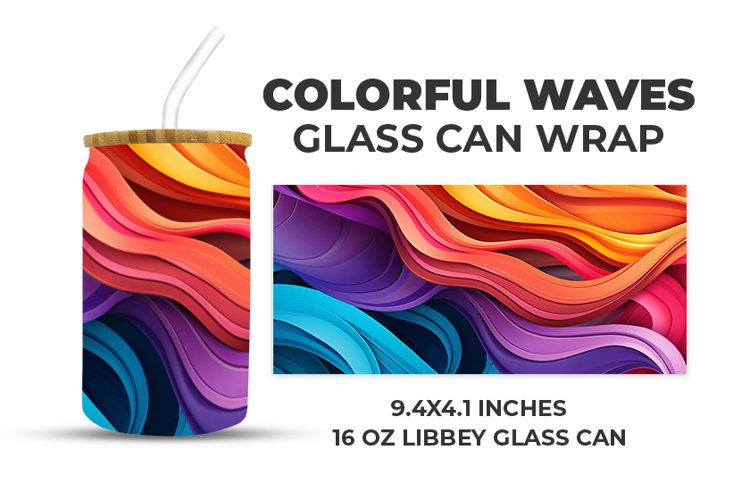 Colorful Waves Glass Can Wrap (3508029)