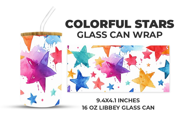 Colorful Stars Glass Can Wrap