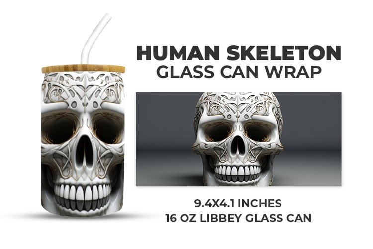 Human Skeleton Glass Can Wrap
