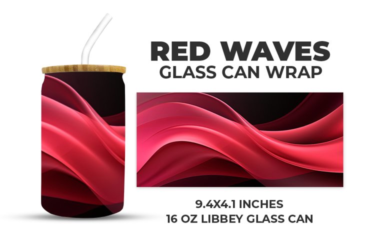 Red Waves Glass Can Wrap (3541498)