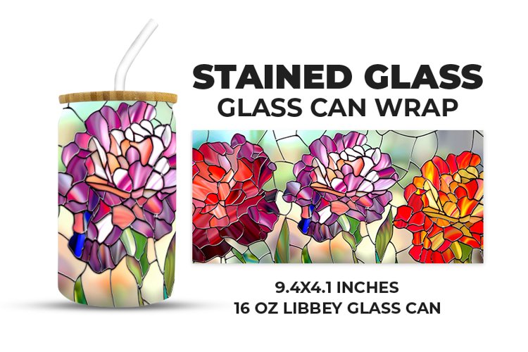 Floral Stained Glass Glass Can Wrap (3825892)