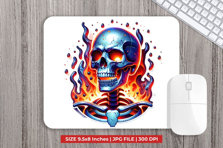 Skull With Fire Mouse Pad Sublimation