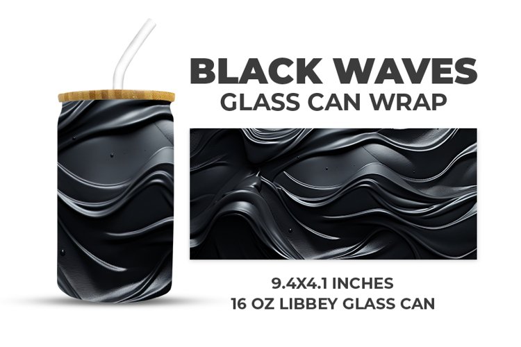Black Waves Glass Can Wrap (3491112)